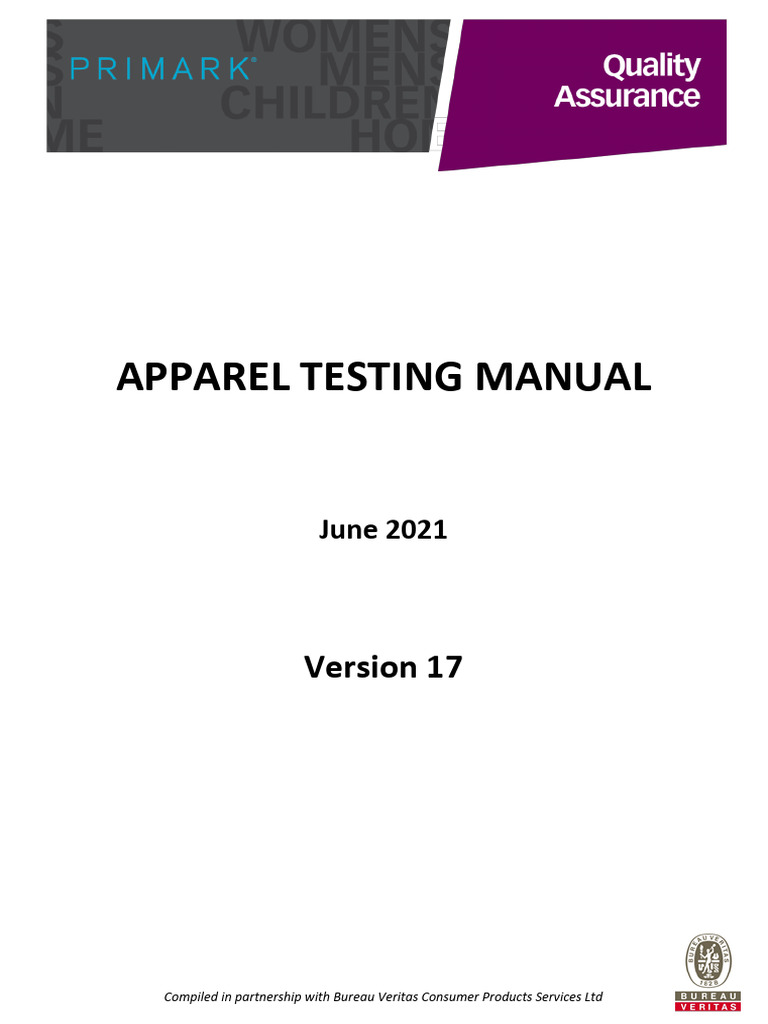 Primark Apparel Test Manual V17 June 2021 | PDF | Rayon | Textiles