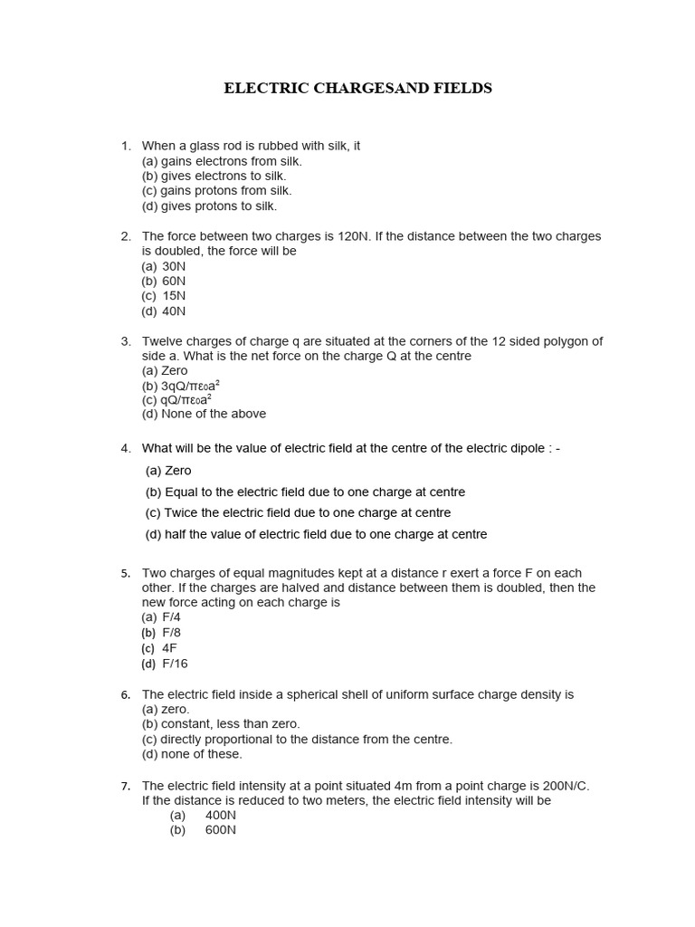 Electric Charges and Fields | PDF | Electric Charge | Electric Field
