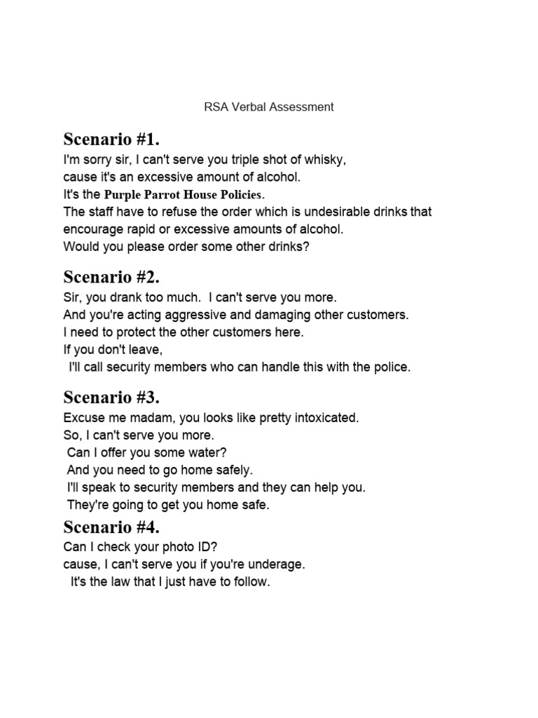 RSA Verbal Assessment | PDF