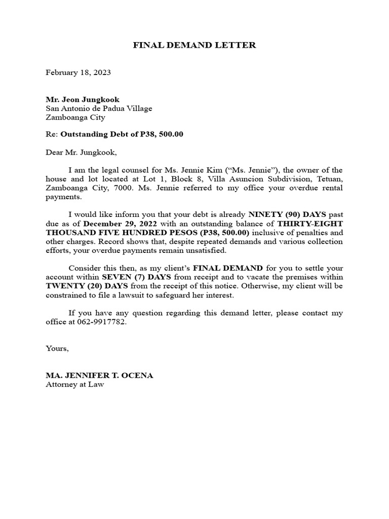 Demand Letter Sample | PDF