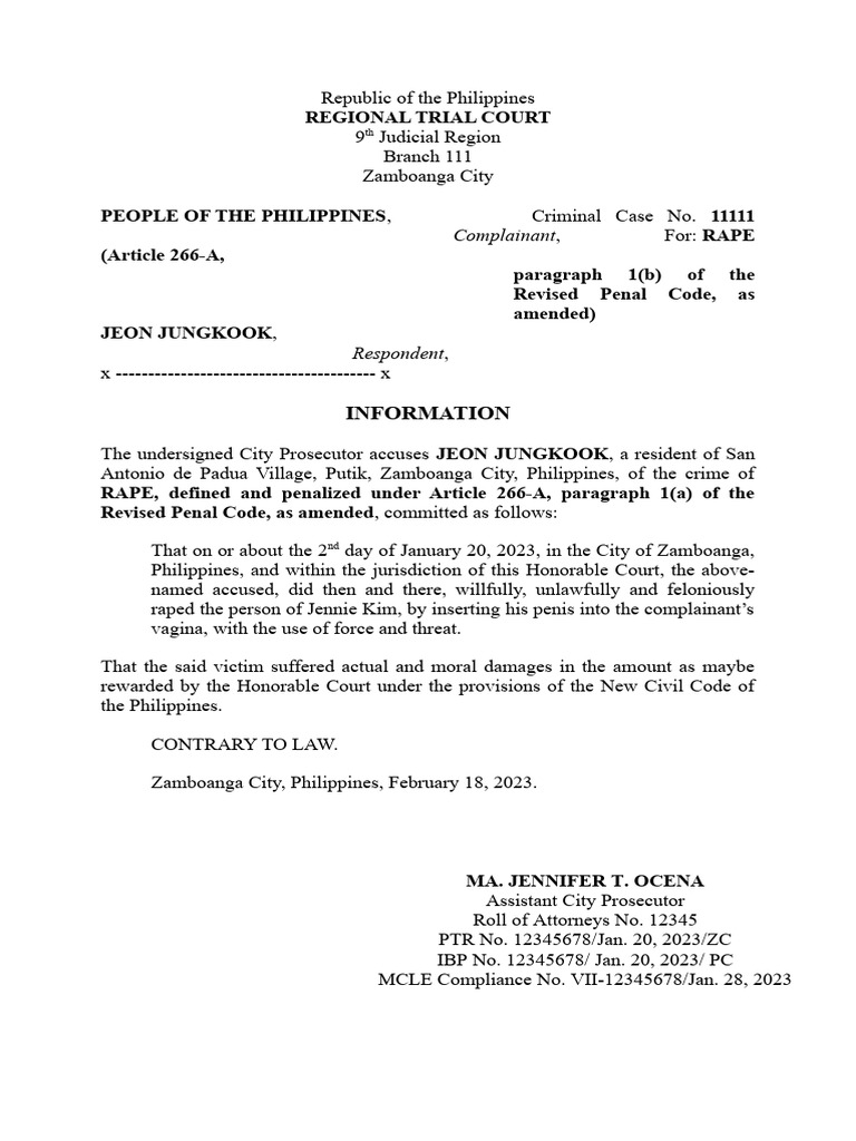 Criminal Case Information: Rape Charge | PDF | Prosecutor | Crimes
