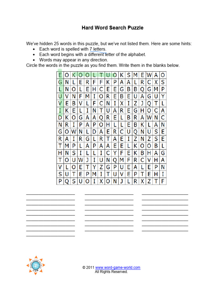 9th Grade Worksheets Hard Word Search | PDF