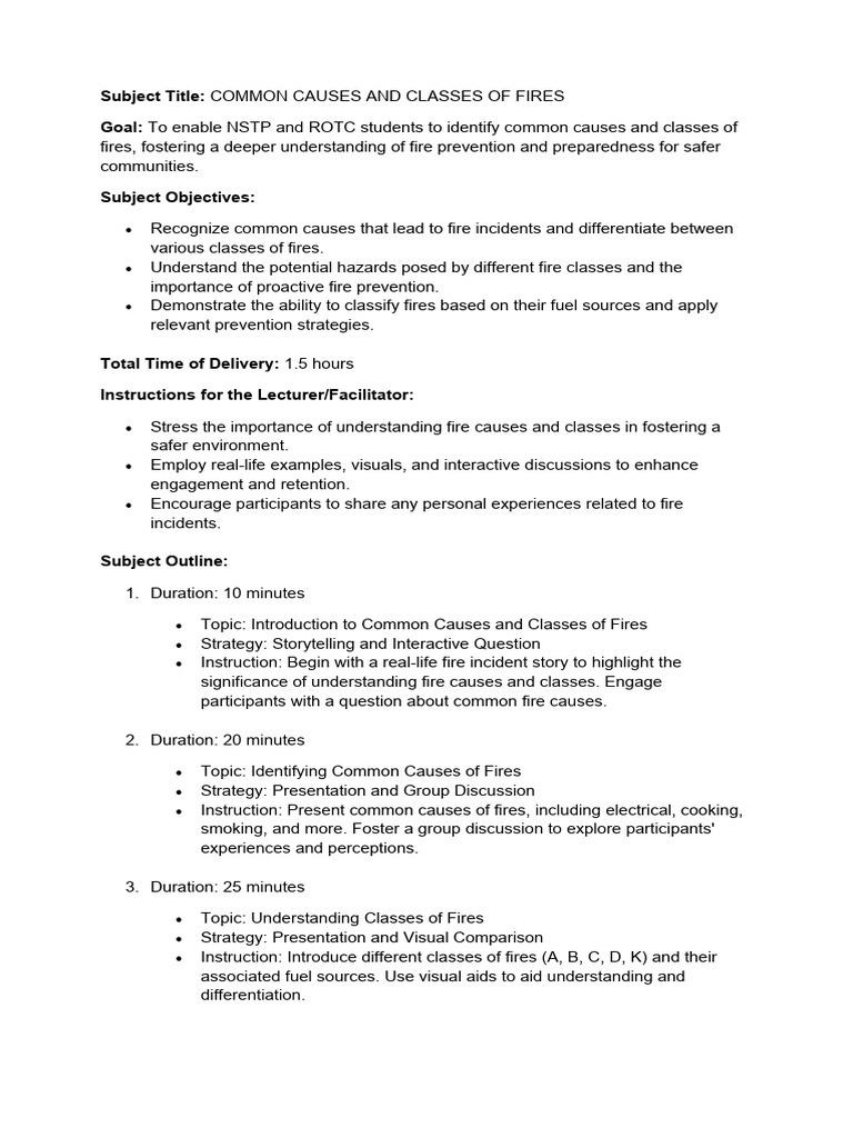 3 Common Causes and Classes of Fires | PDF | Fires | Lecture