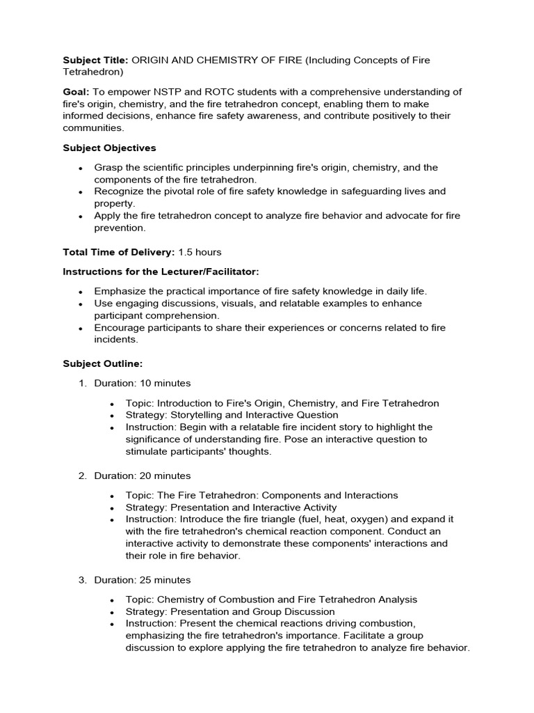 1 Origin and Chemistry of Fire | PDF | Fires | Chemistry