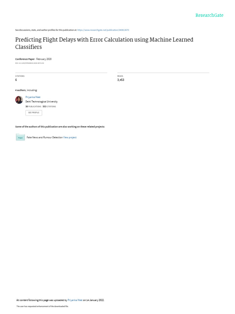Predicting Flight Delays | PDF | Mean Squared Error | Errors And Residuals