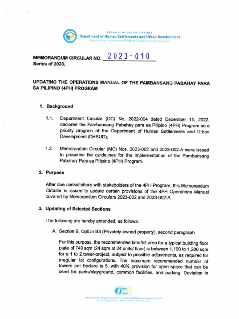 Memorandum Circular No. 2023-010 (4PH Update) | PDF