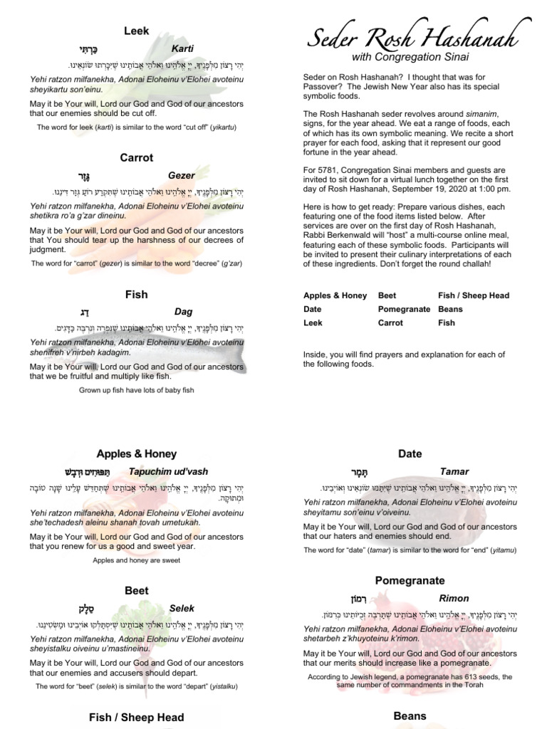Seder Rosh Hashanah Brochure | PDF | Rosh Hashanah | Jewish Holy Days