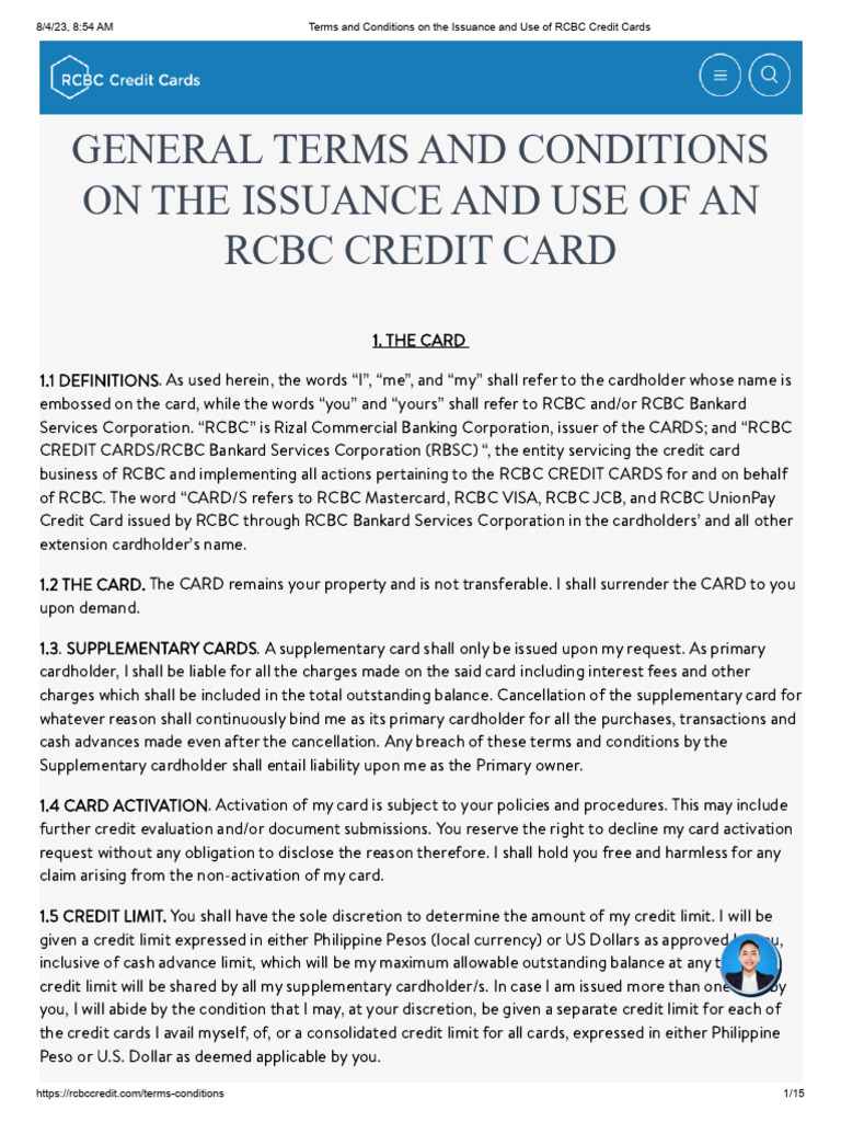 Terms and Conditions On The Issuance and Use of RCBC Credit Cards ...