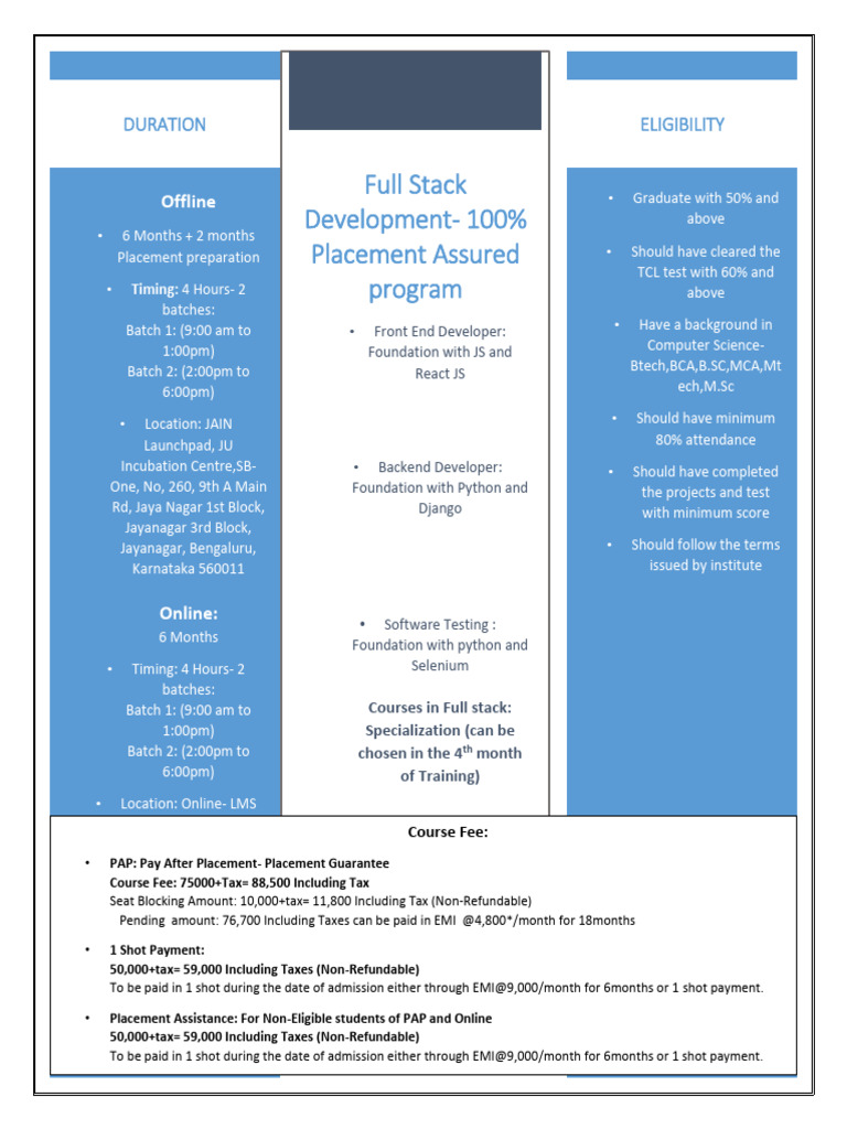 Full Stack Development Course Details | PDF | Java Script | Websites