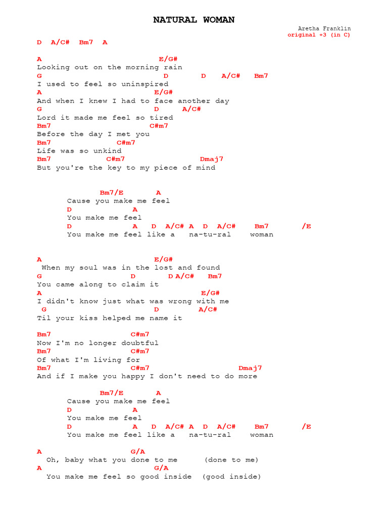 A NATURAL WOMAN - Aretha Franklin | PDF