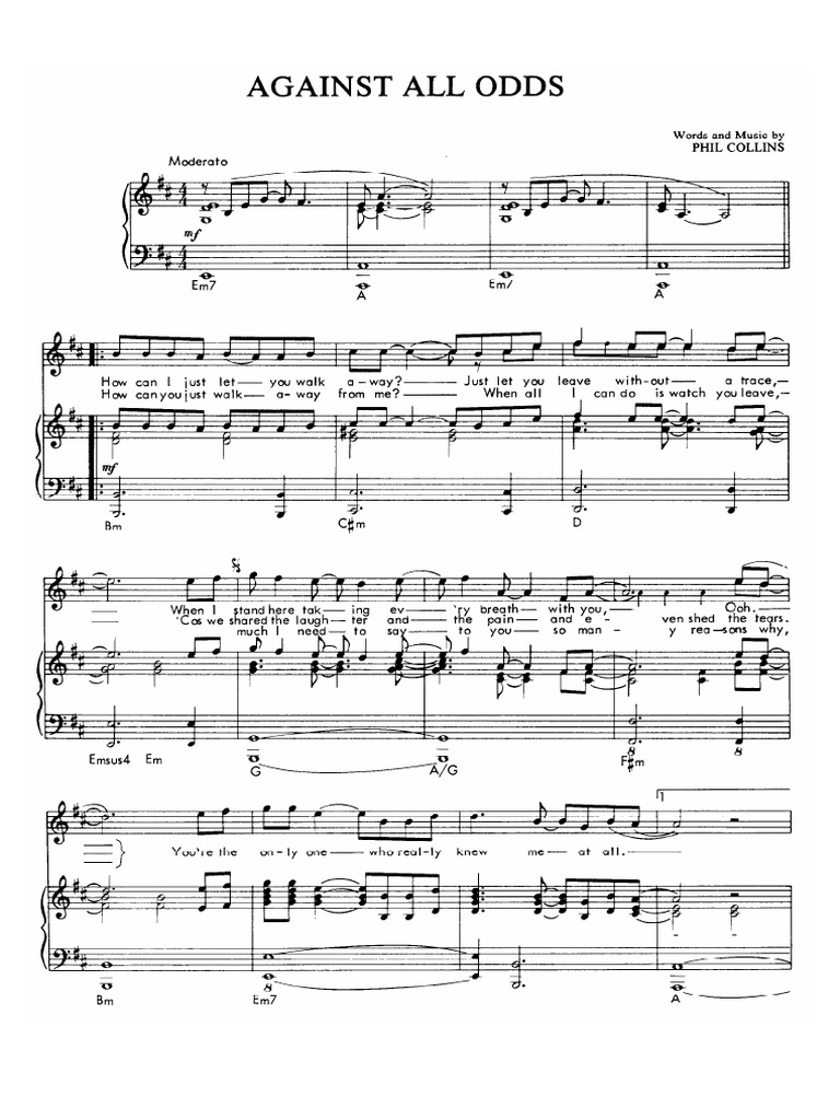 AGAINST ALL ODDS - Phil Collins | PDF
