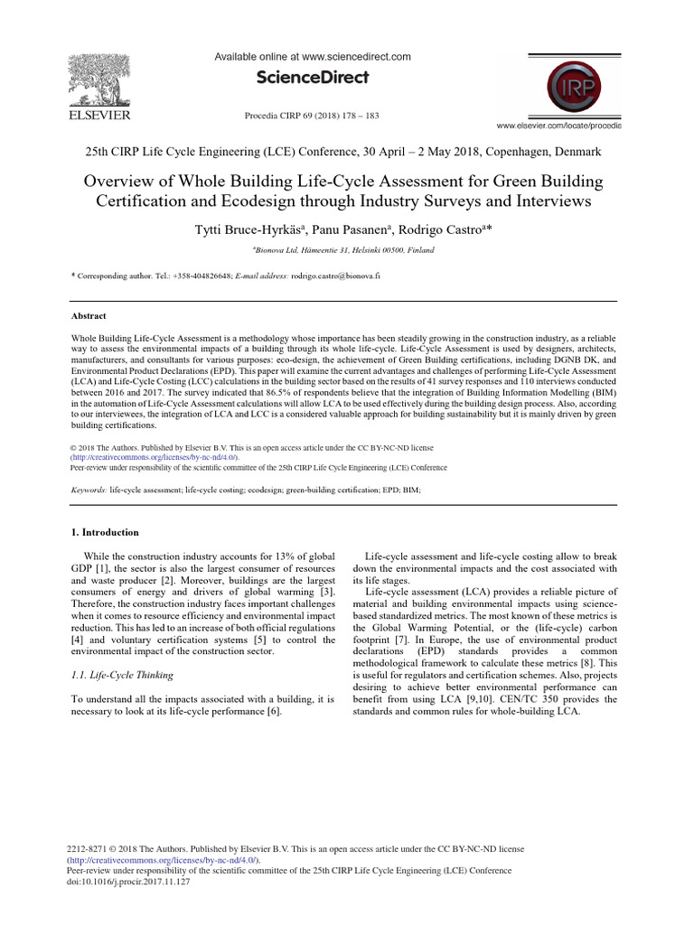 Overview of Whole Building Life-Cycle Assessment For Green Building ... Overview of Whole Building Life-Cycle Assessment For Green Building ...
