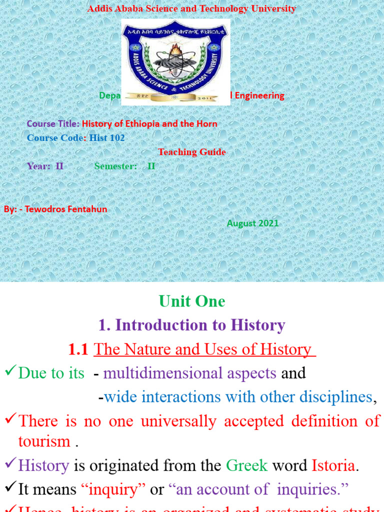 History of Ethiopia and The Horn Common Course 1-3 | PDF | Historiography