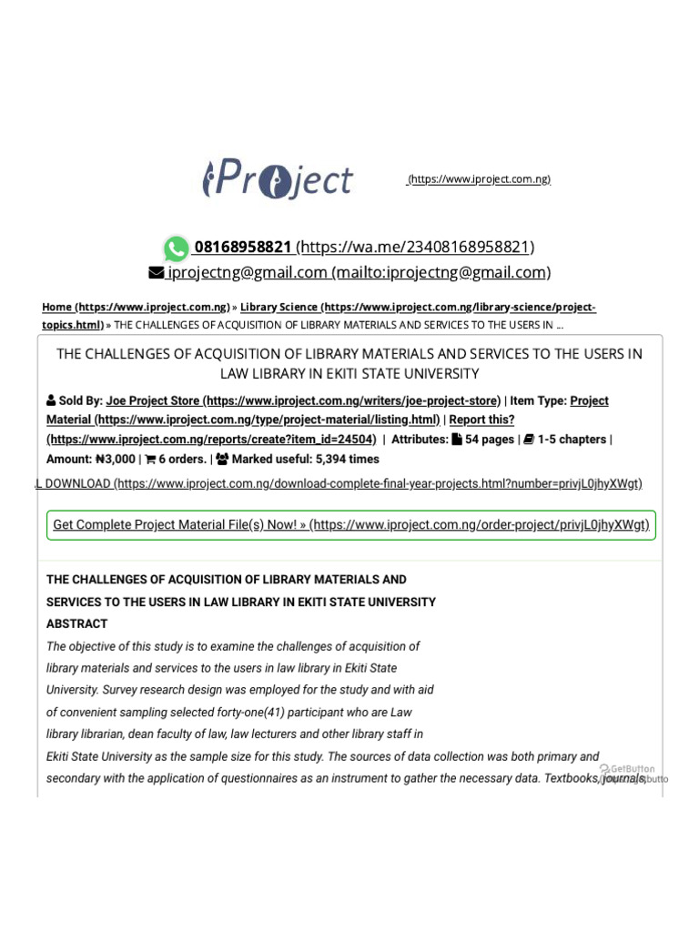 The Challenges of Acquisition of Library Materials and Services | PDF ...