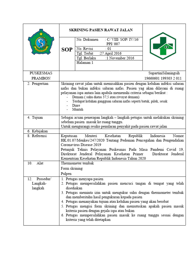 Skrining Pasien Rawat Jalan | PDF