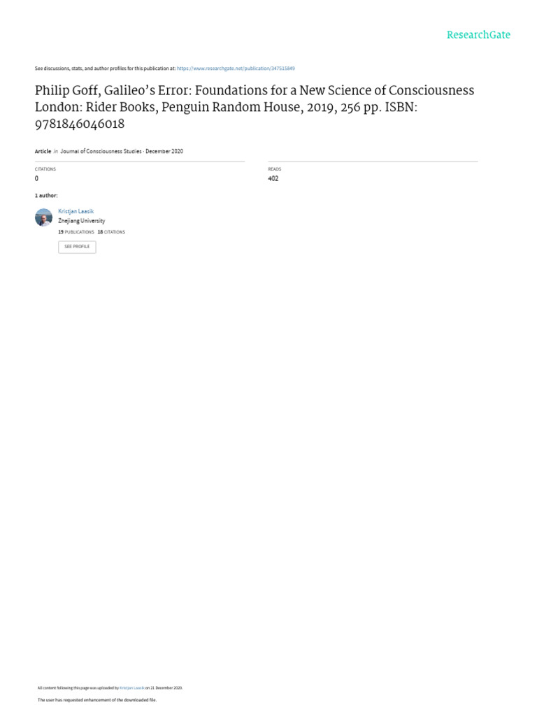 LaasikGoffGalileosErrorReviewJCS03 16 20 | PDF | Materialism | Idealism