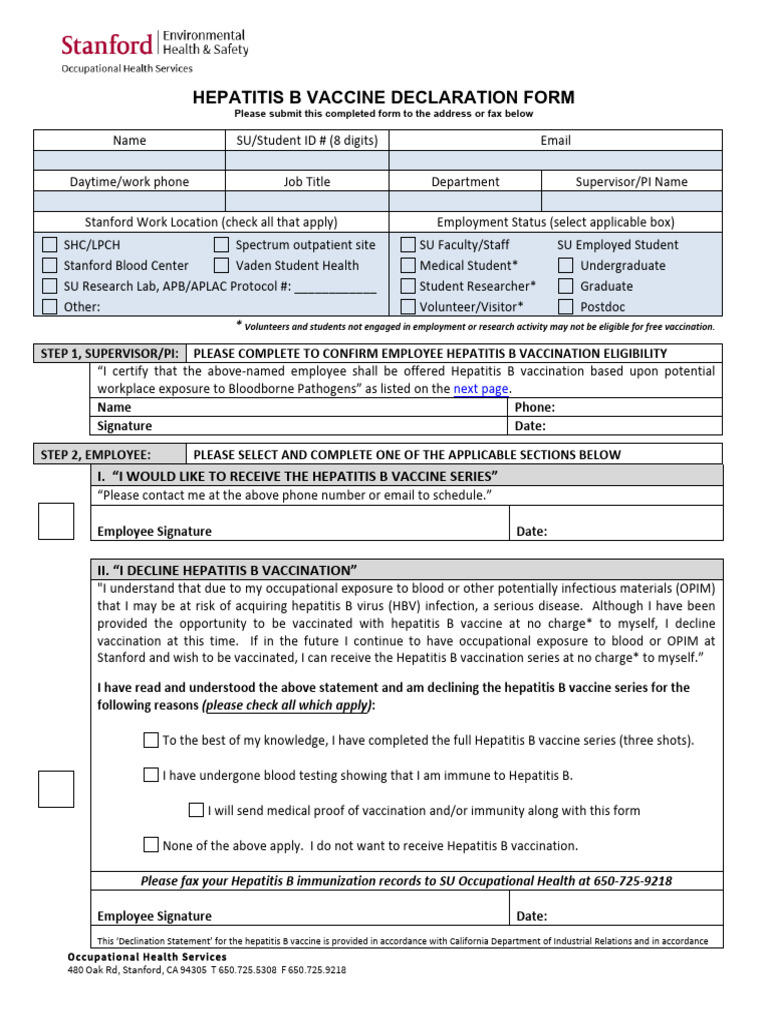 Hep B Vaccine Declaration Form | Download Free PDF | Hepatitis B ...