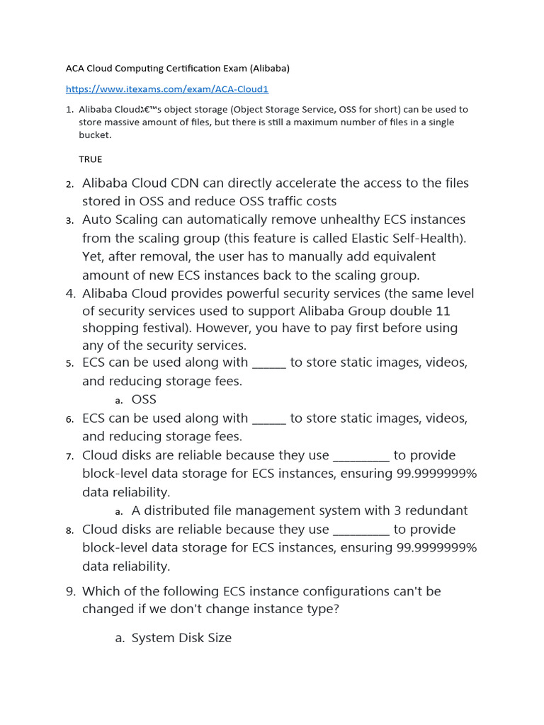 ACA Cloud Computing Certification Questions | Download Free PDF | Cloud Computing | Backup