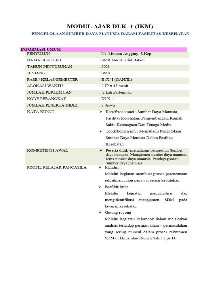 Modul Ajar Ikm Bab 2 | PDF