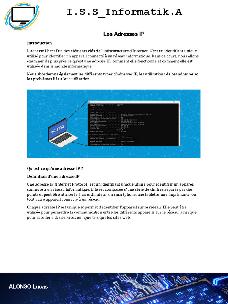 Comprendre les adresses IP | PDF | Adresse IP | I Pv6