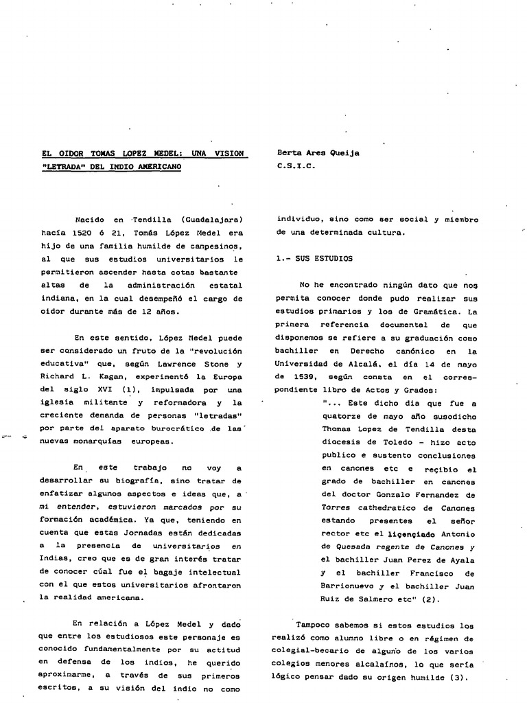 El Oidor Tomás López Medel-Ares | PDF | Civilización