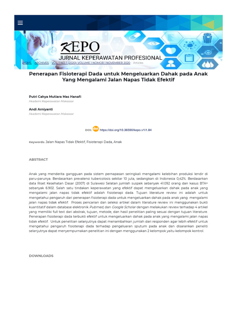 Penerapan Fisioterapi Dada Untuk Mengeluarkan Dahak Pada Anak Yang Mengalami Jalan Napas Tidak ...