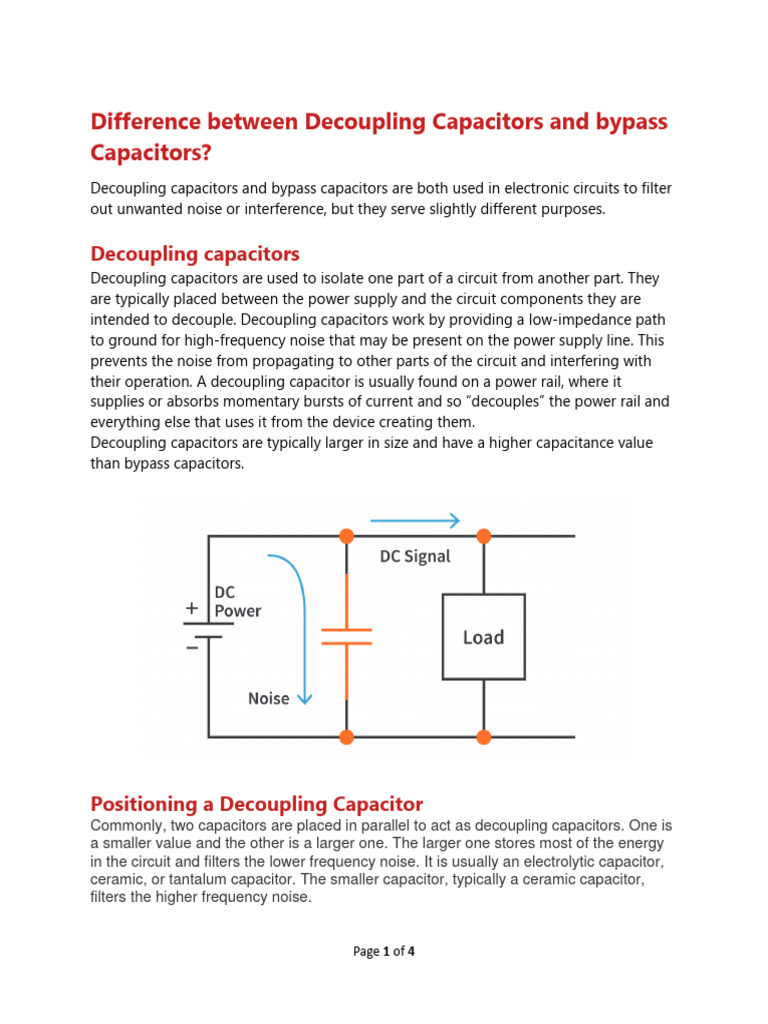 Decoupling vs. Bypass Capacitors Explained | PDF | Capacitor ...