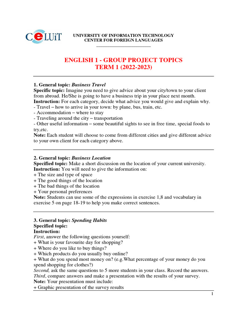 Eng01 - Group Project Topics - Term2 - 2122 | Download Free PDF | Human Communication ...