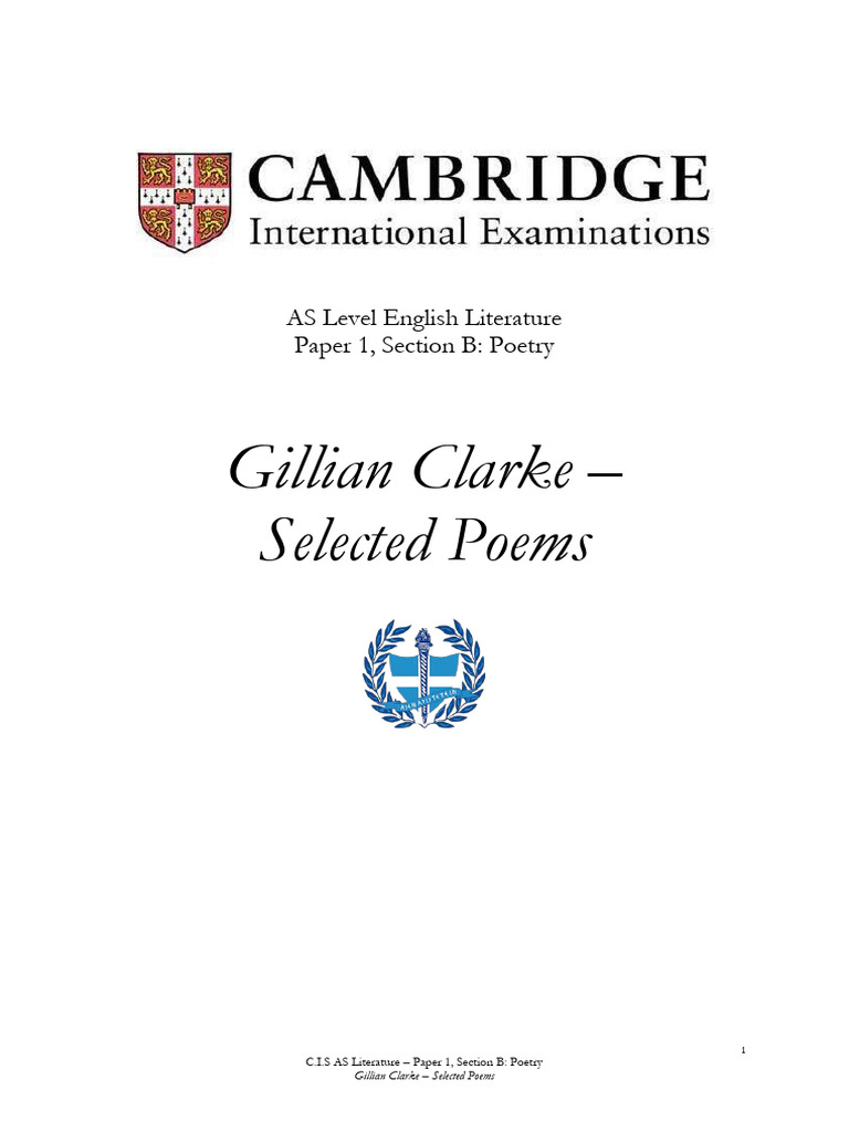 AS Literature - Paper 1 - Gillian Clarke Poems | PDF | Phonaesthetics ...