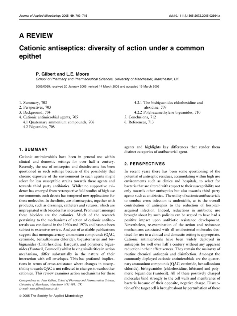 Gilbert - 2005 - REVIEW - Cationic Antiseptics - Diversity of Action ...