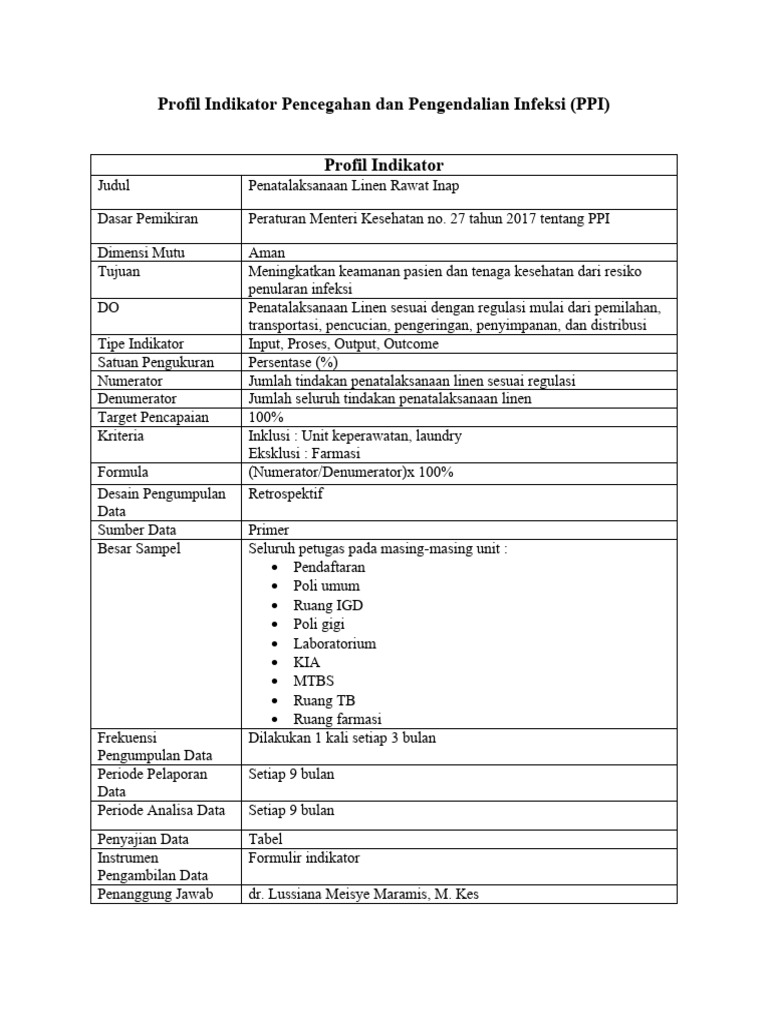 Manajemen Linen Rawat Inap | PDF