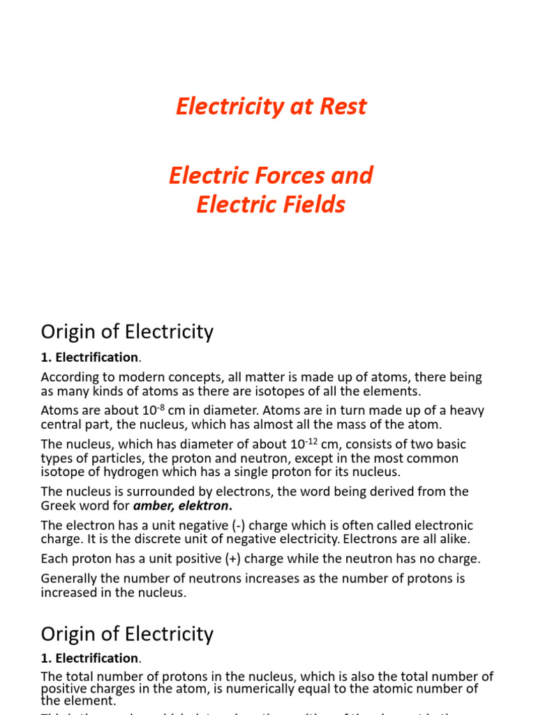 115 PPT Electrostatics Origin Electrostatics Capacitance | PDF | Electric Charge | Atoms