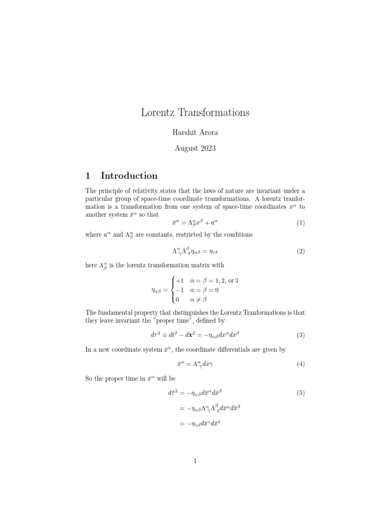 Lorentz Transformations 2 Pdf Momentum Special Relativity