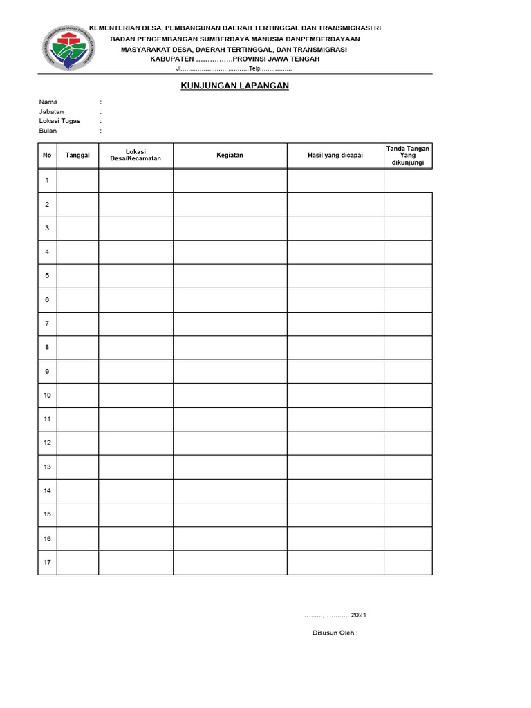 08-Form Kunjungan Lapangan | PDF