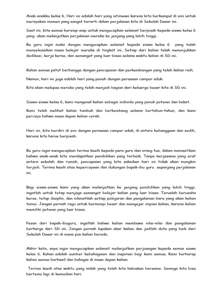 Pidato Perpisahan Guru | PDF