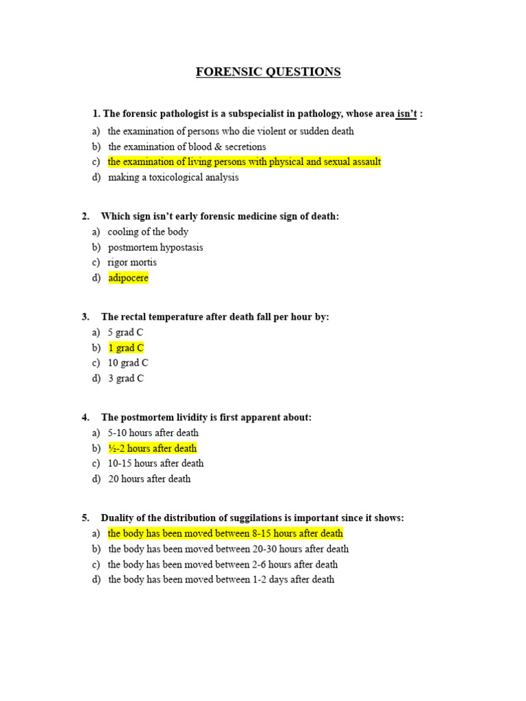 Forensic Medicine MCQ | PDF | Common Carotid Artery | Causes Of Death