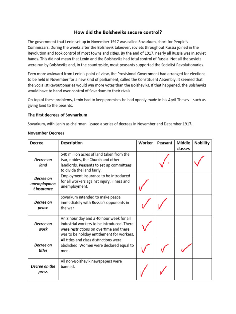 Bolshevik Control: Decrees and Challenges | PDF | Vladimir Lenin ...