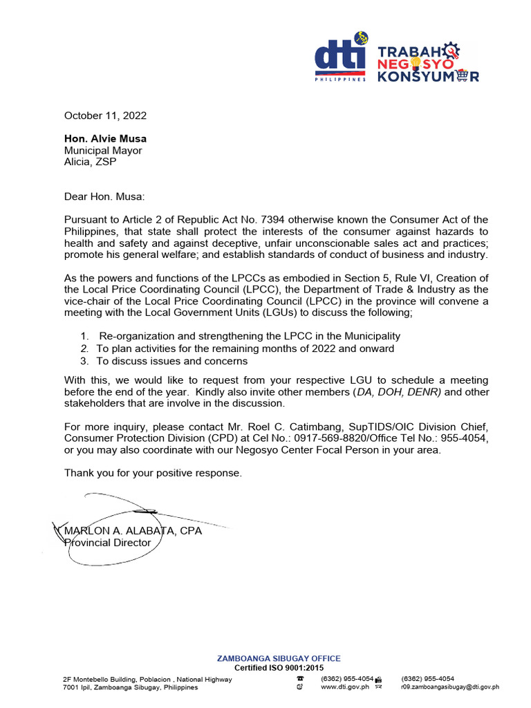 Letter LPCC | PDF | Consumer Protection | Local Government