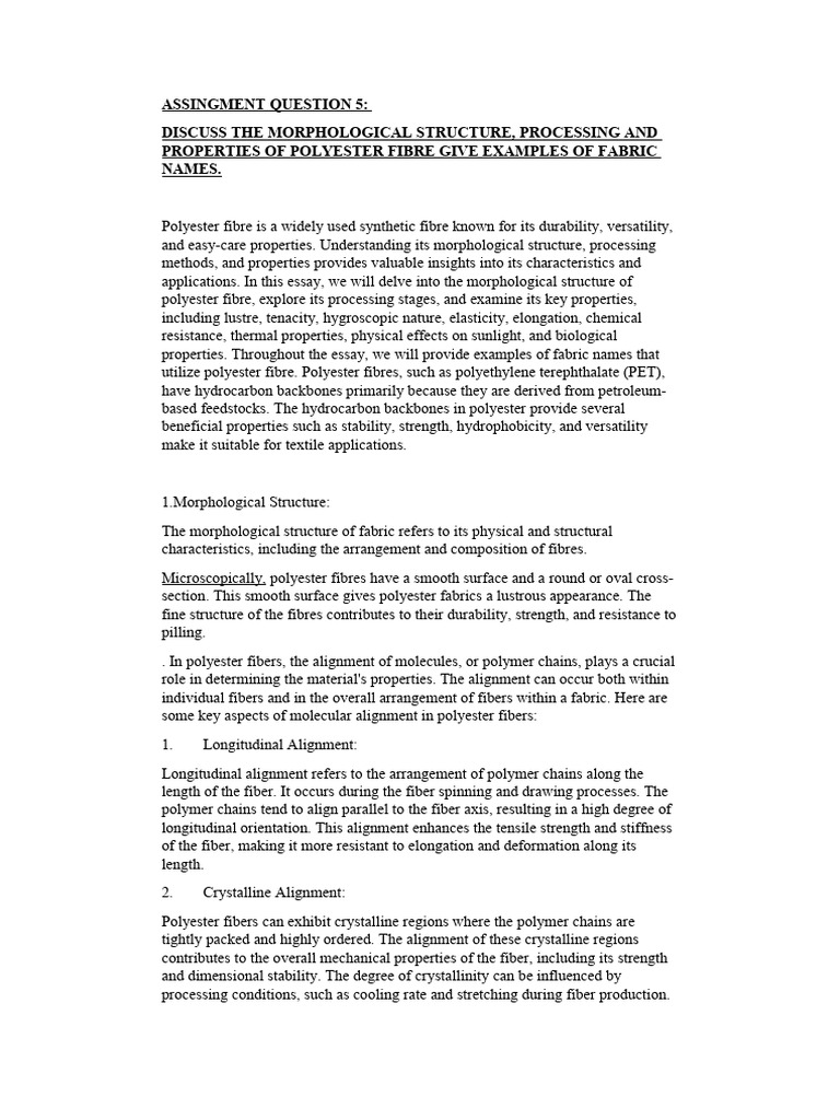 Assingment Question 5 ... Final | PDF | Polyester | Fibers