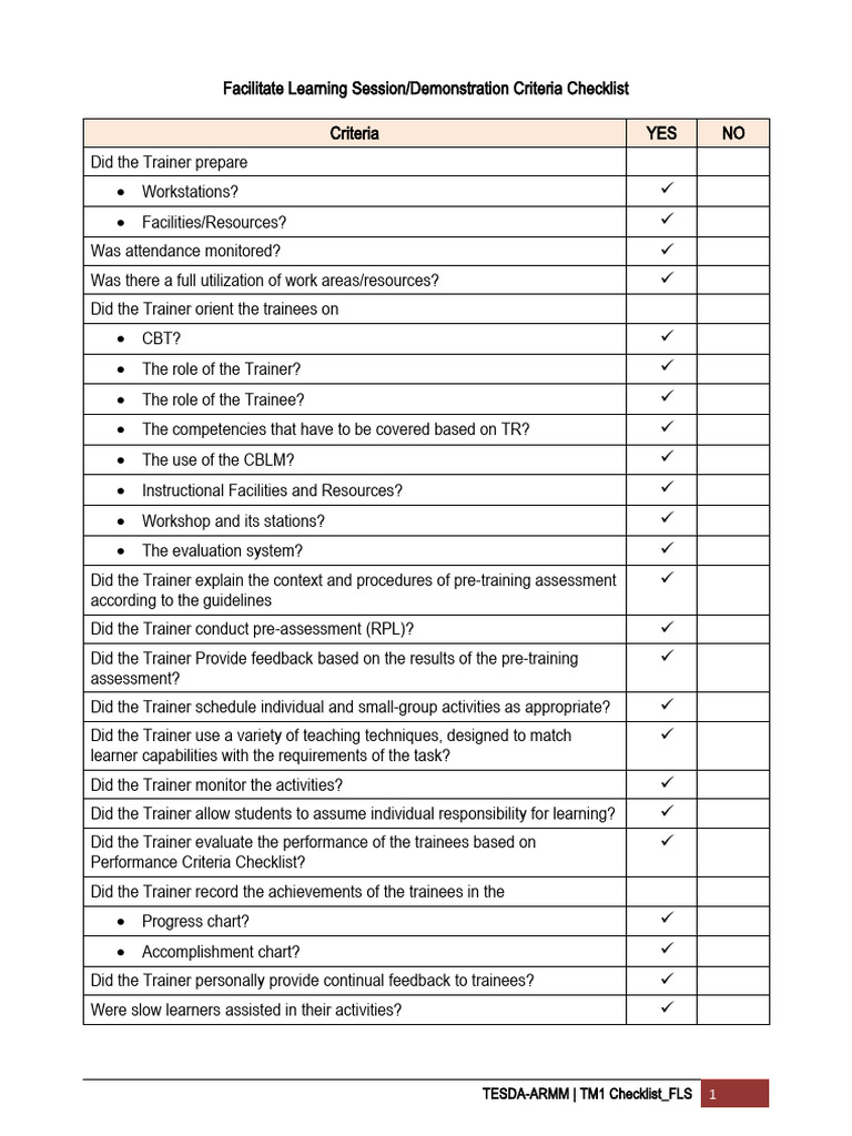 Learning Session Facilitation Checklist | PDF | Human Communication ...