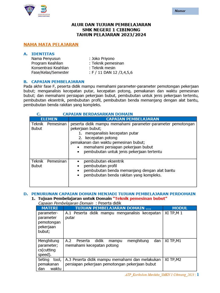 Modul Mata Pelajaran TP Bubut | PDF