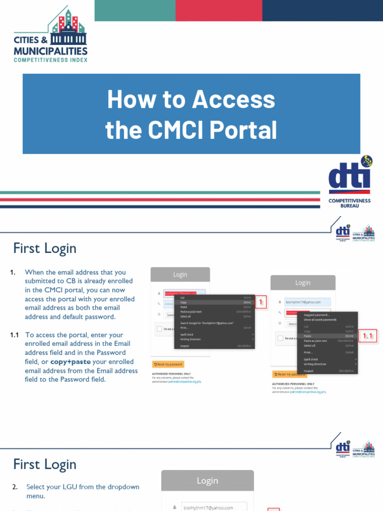 Accessing the CMCI Portal Guide | PDF | Password | Login