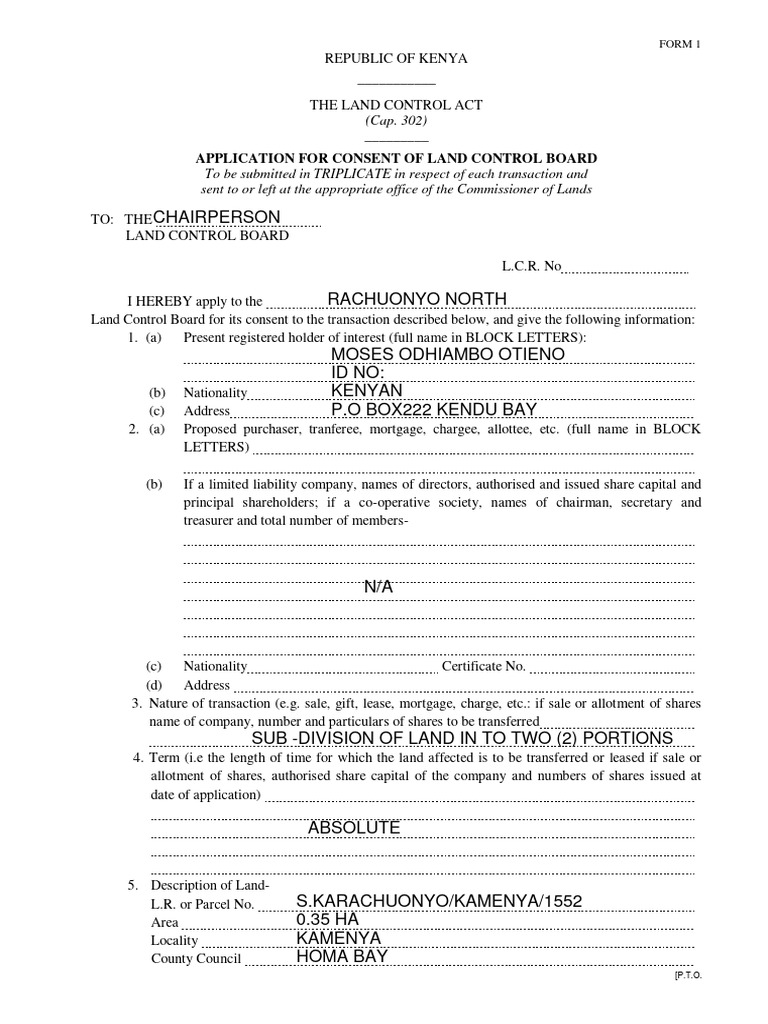 Land - LCB Consent - Form 1 (1) 3 | PDF | Interest | Lease