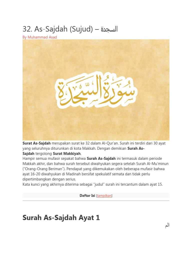Surah As-Sajdah: Makna dan Ayat | PDF