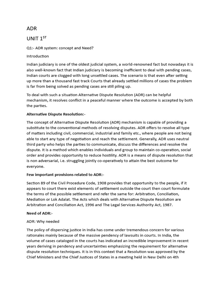 Adr Unit 2 | PDF | Alternative Dispute Resolution | Arbitration