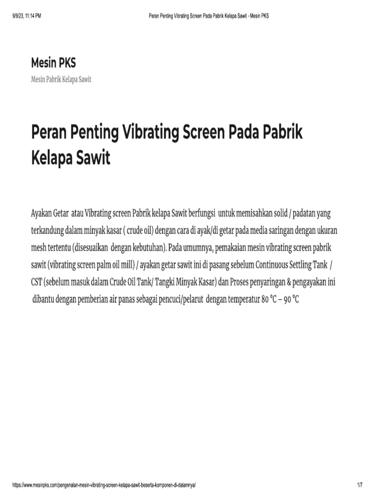 Peran Penting Vibrating Screen | PDF