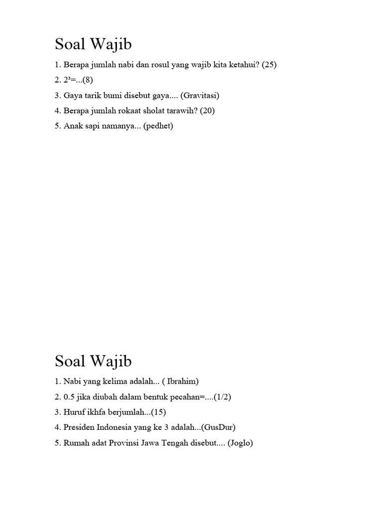 Soal Wajib Ccai Iksa 2023 | PDF | Agama & Spiritualitas