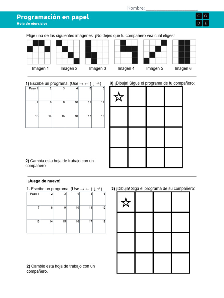 0.programación en Papel Ejercicios | PDF | Juegos y actividades