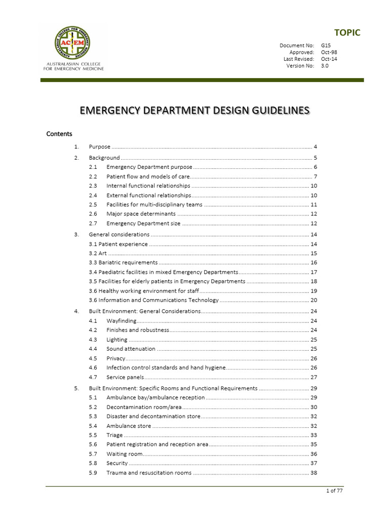 Emergency Department Design Guidelines | PDF | Emergency Department ...