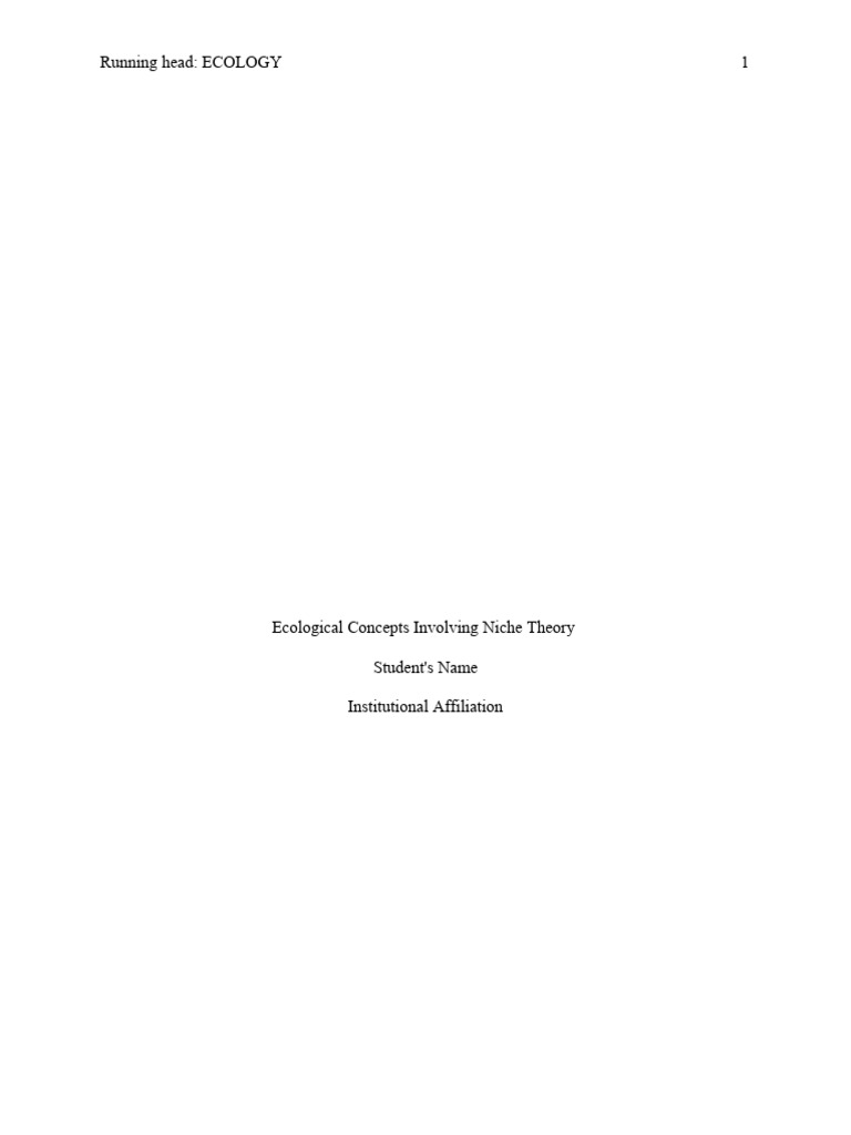 Ecological Concepts Involving Niche Theory | Download Free PDF ...